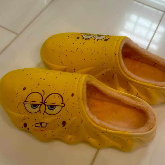 SpongeBob Squarepants | Shoes | Sponge Bob Fuzzy Lined Sliders | Poshmark